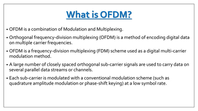 Orthogonal frequency division multiplexing (ofdm) | PPTX
