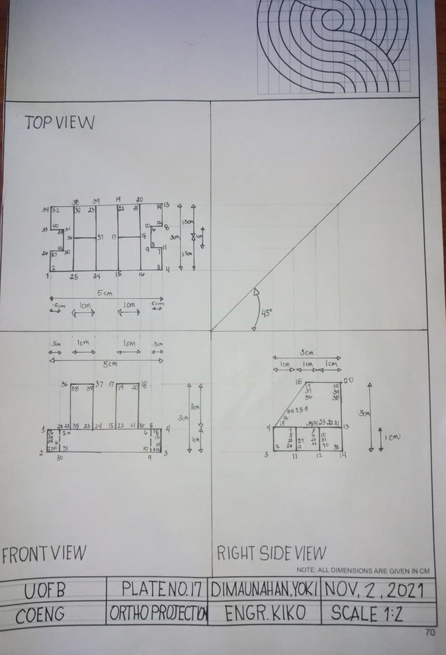 Orthographic projection drawing samples