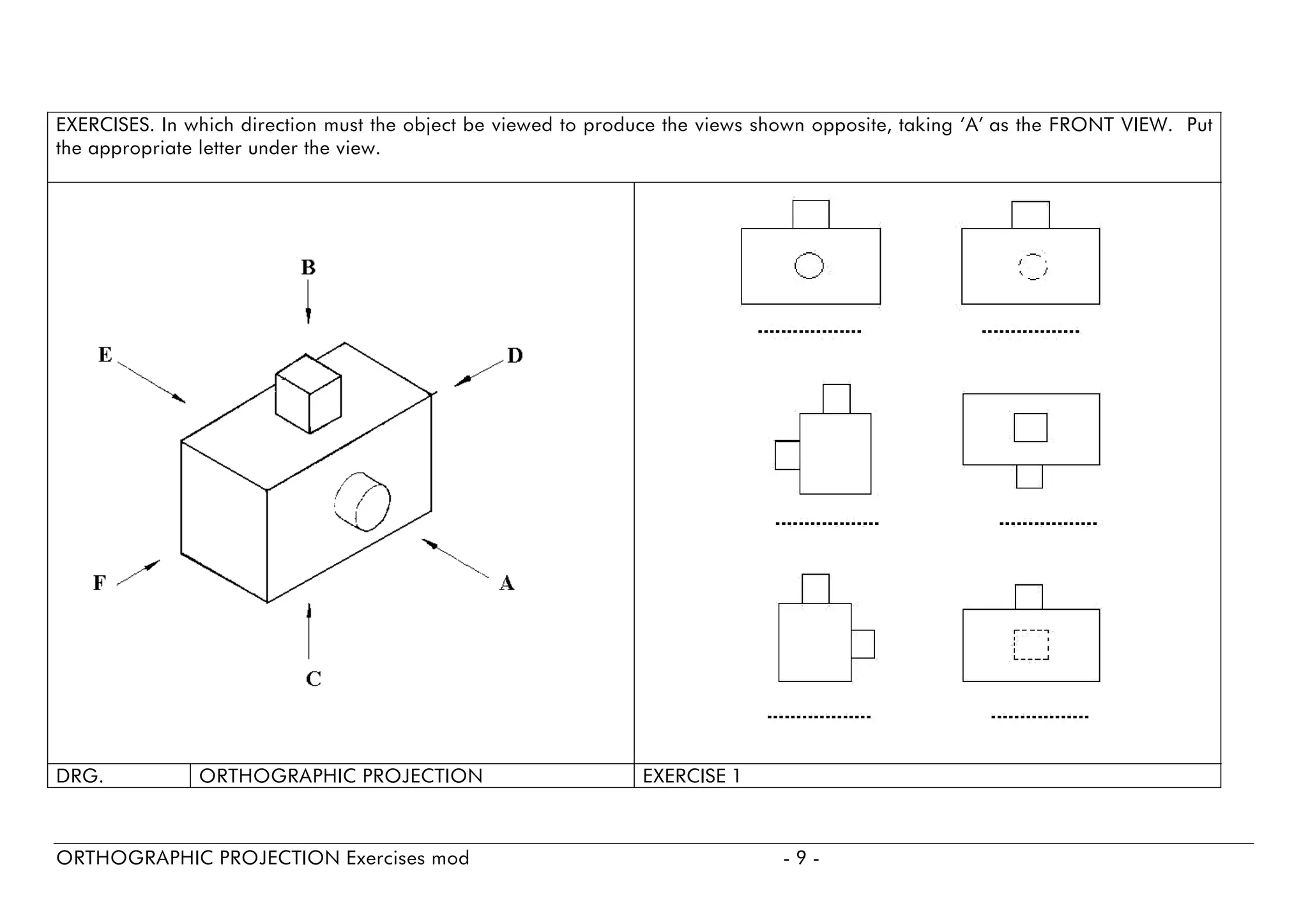 Orthographic projection exercises | PDF