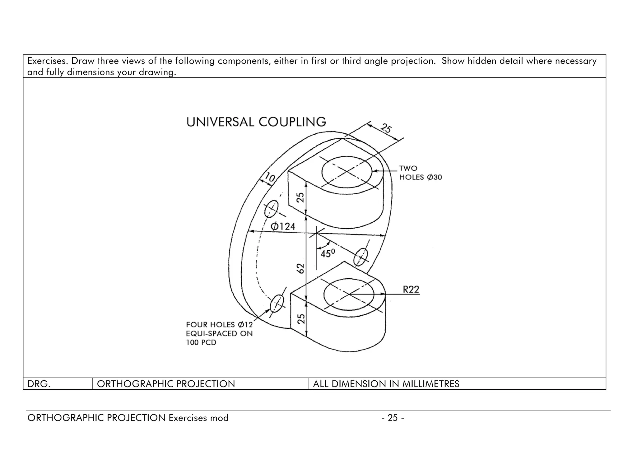 Orthographic projection exercises | PDF