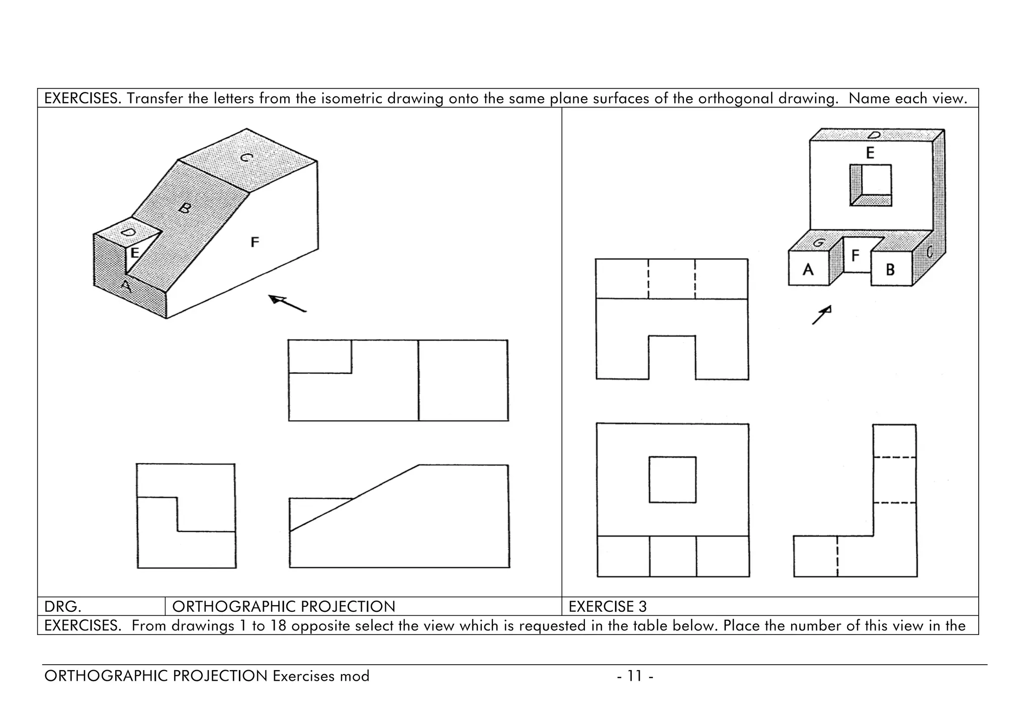 Orthographic projection exercises | PDF