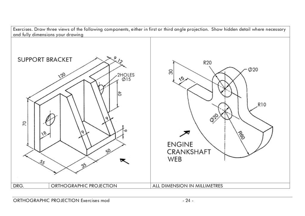 Orthographic projection exercises