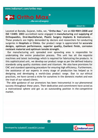 Ortho Max, Maxillofacial Instruments, Vadodara | PDF