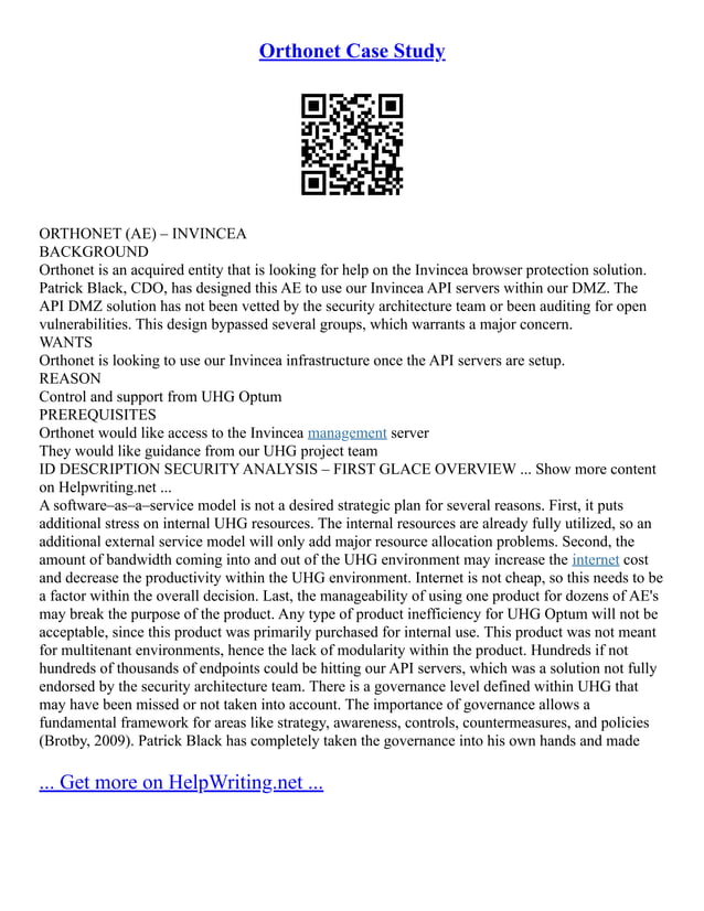 Orthonet Case Study | PDF