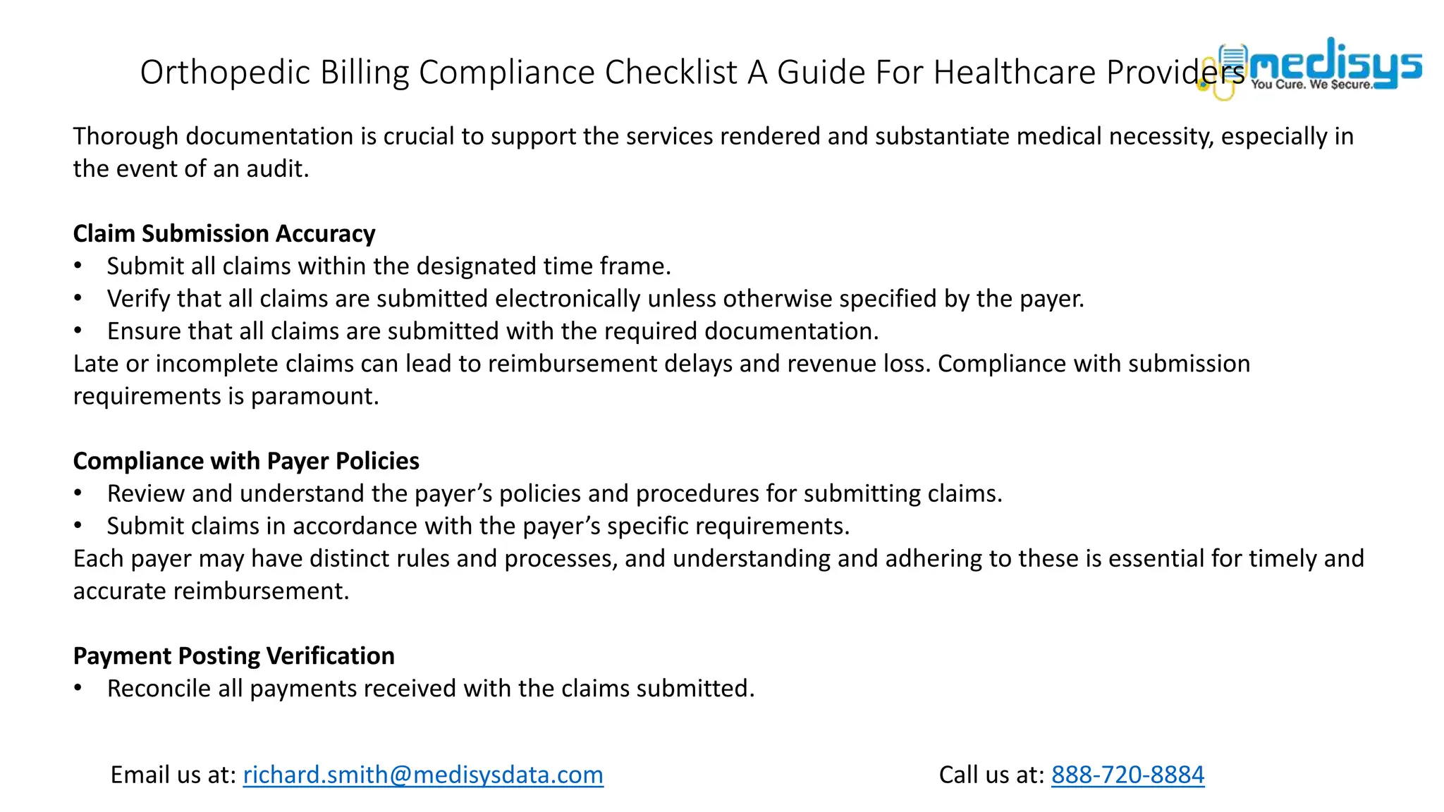 Orthopedic Billing Compliance Checklist A Guide For Healthcare ...