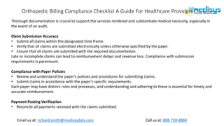Orthopedic Billing Compliance Checklist A Guide For Healthcare ...