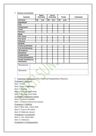 Orthopedic physiotherapy evaluation form wm | PDF