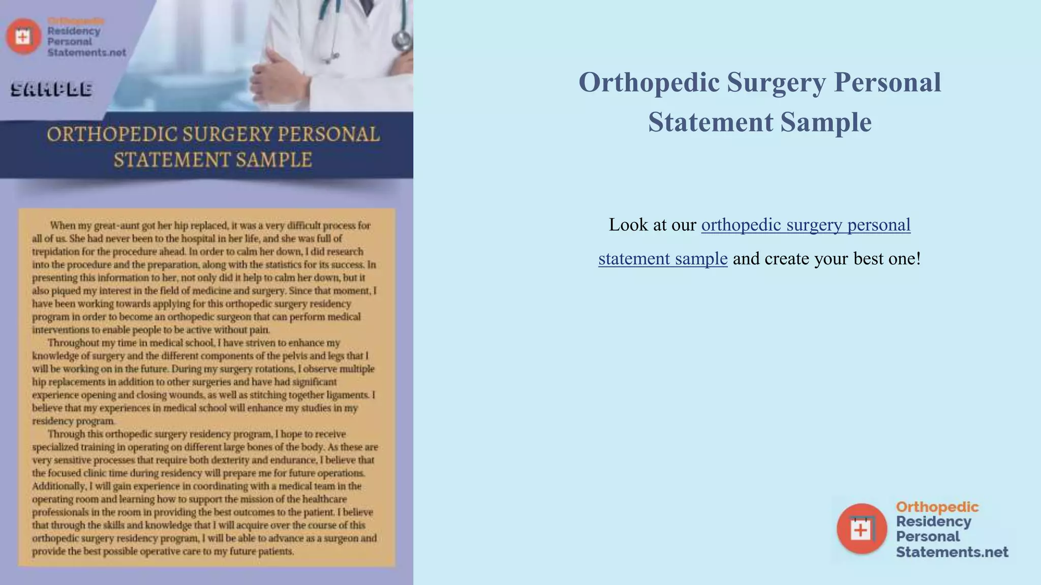 Best 4 Orthopedic Residency Personal Statement Examples | PPTX
