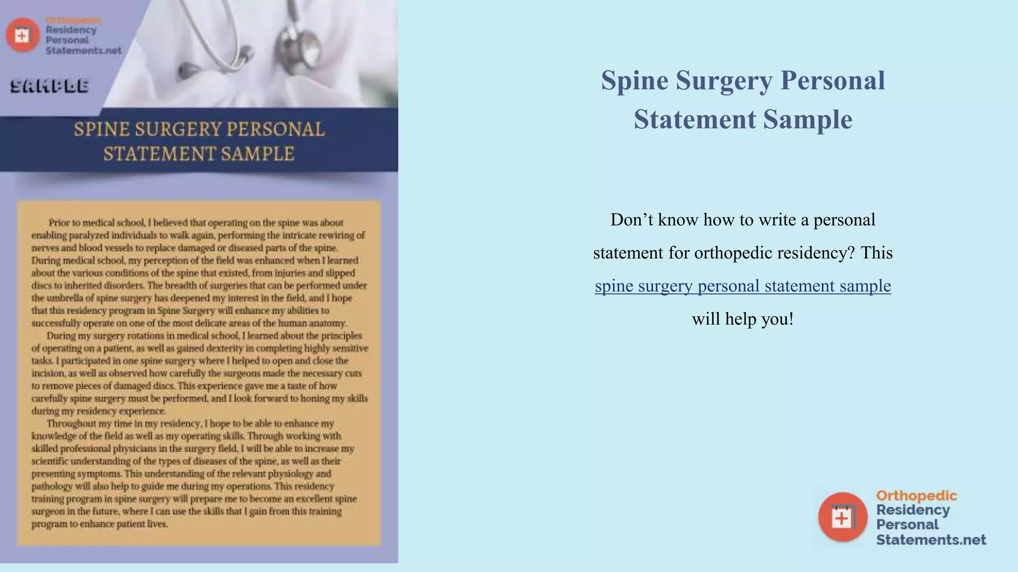 Best 4 Orthopedic Residency Personal Statement Examples | PPTX