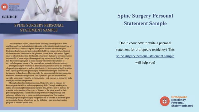 Best 4 Orthopedic Residency Personal Statement Examples | PPTX
