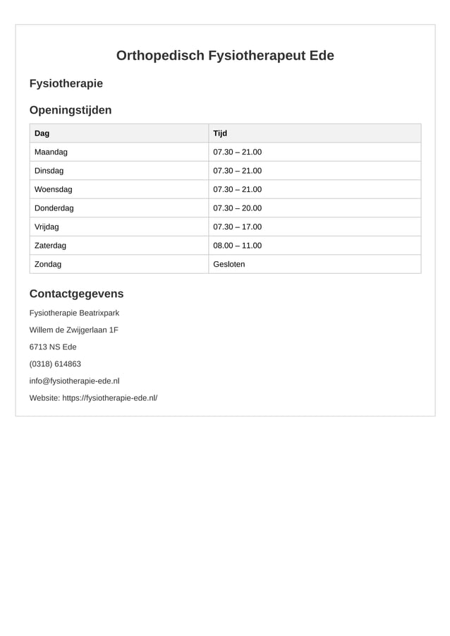 orthopedisch fysiotherapeut ede. Een orthopedisch fysiotherapeut | PDF