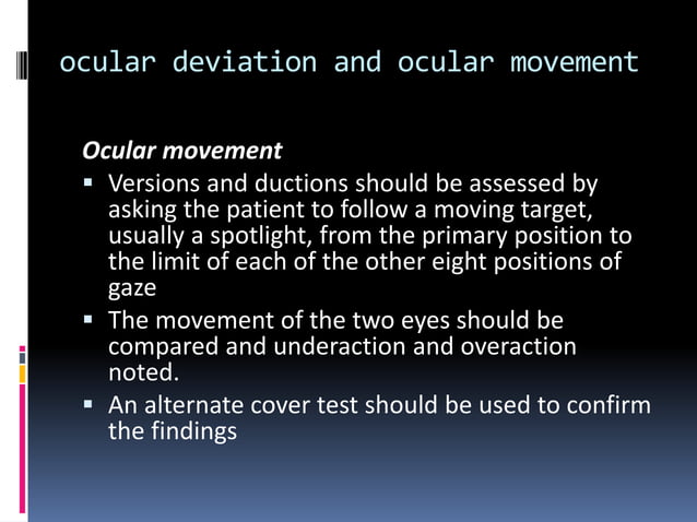 Orthoptic examination | PPTX | Eye and Vision Conditions | Diseases and ...