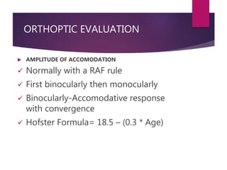 Orthoptics Introduction test | PPTX