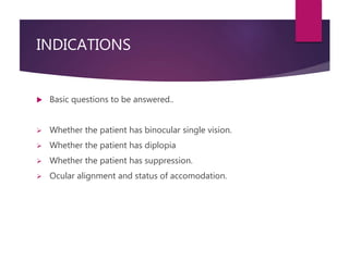 Orthoptics Introduction test | PPTX
