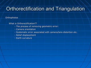 Orthorectification and triangulation | PPT