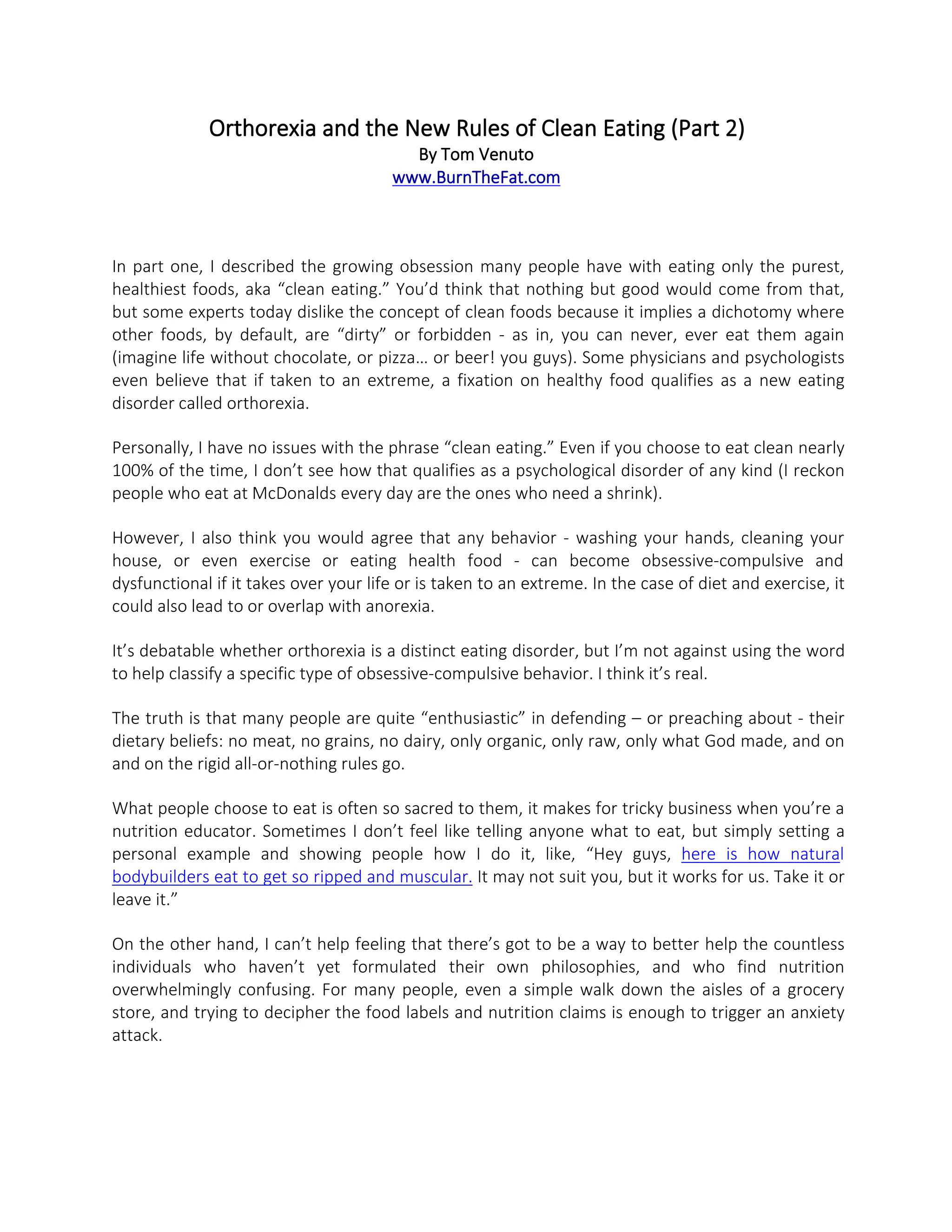 Orthorexia and the new rules of clean eating (part 2) | PDF