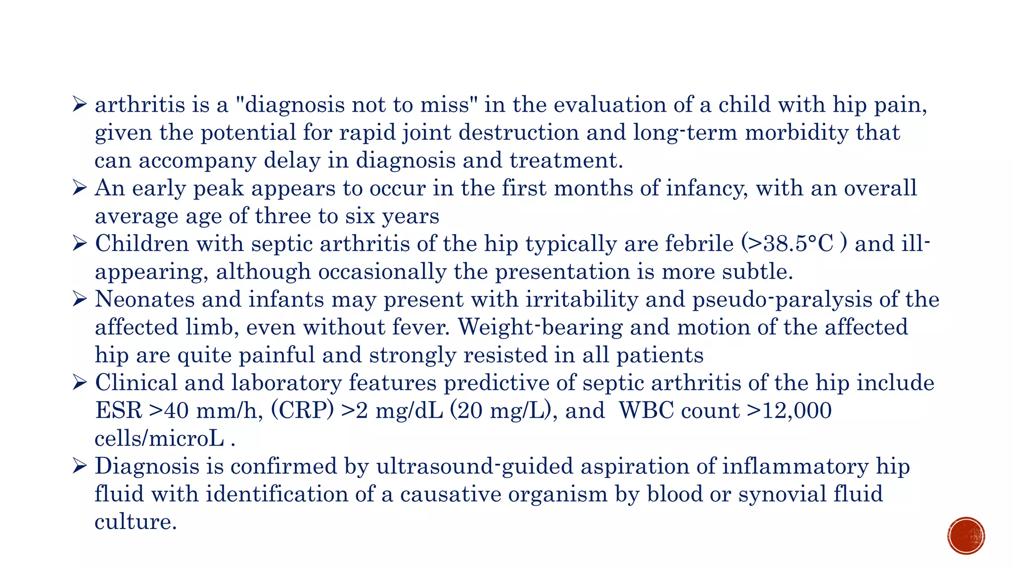 Approach to child with leg pain-Septic arthritis | PPTX