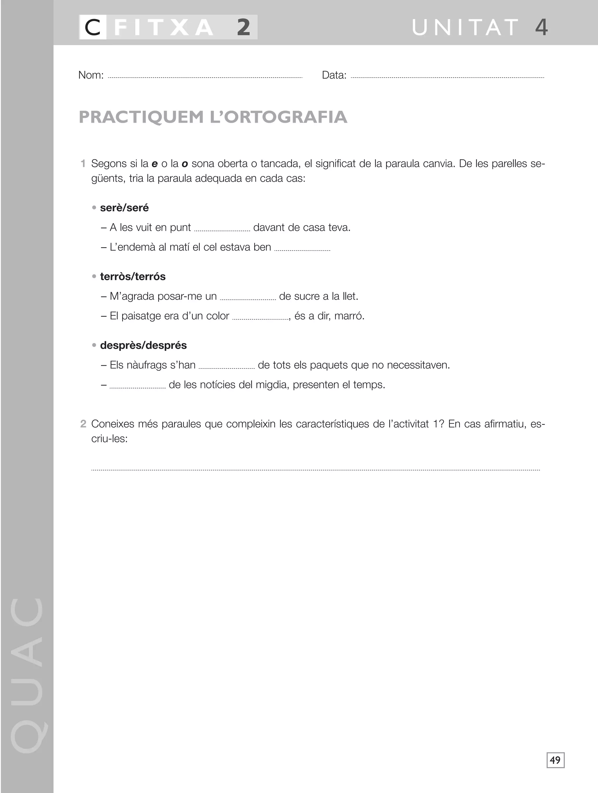 Ortografia catalana 3r ep | PDF