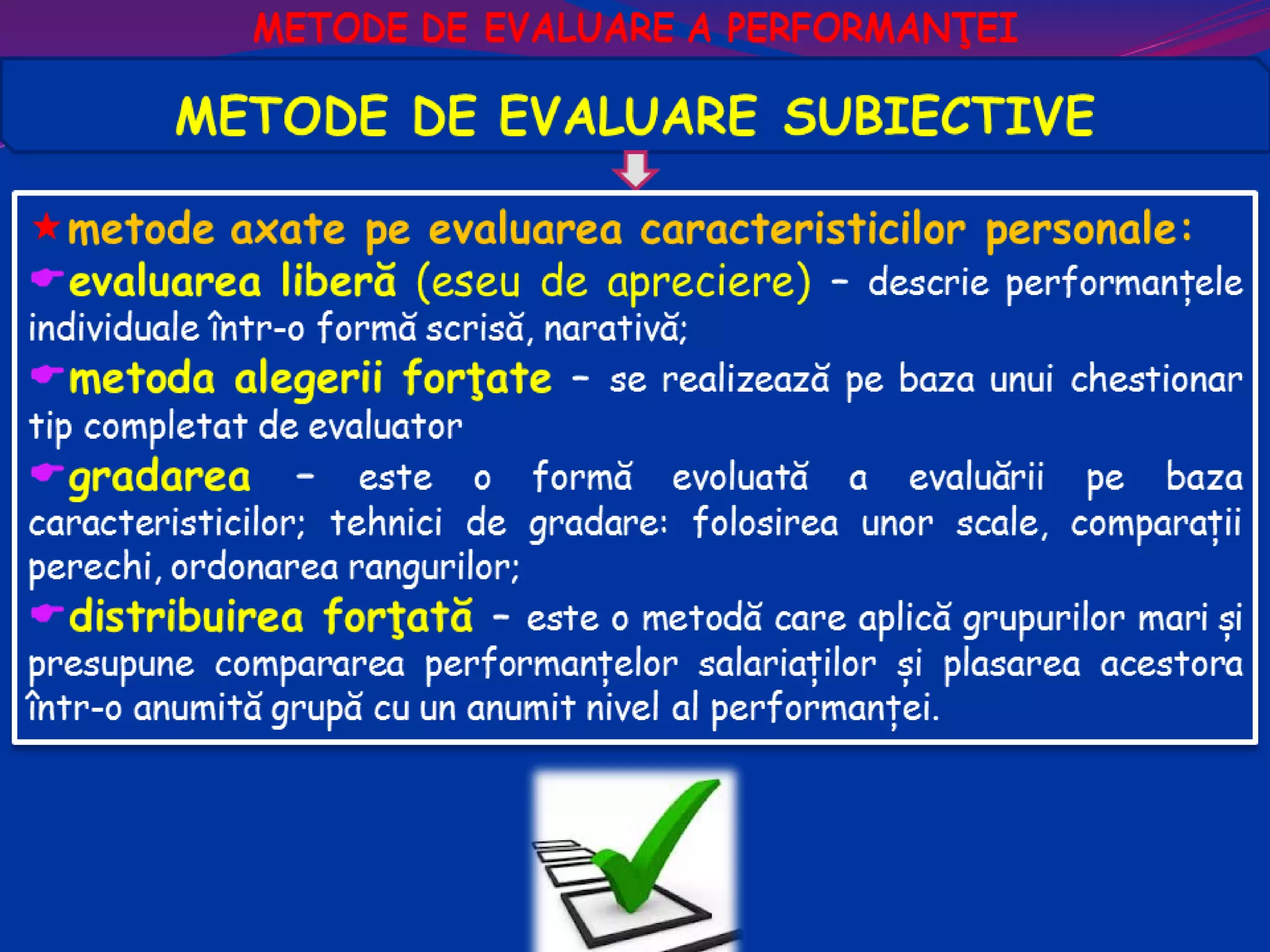 Metode de evaluare a performantei | PPTX