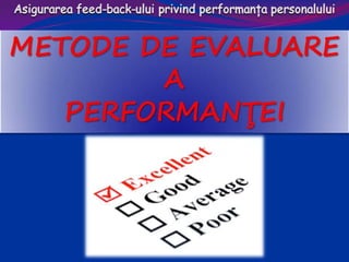 Metode de evaluare a performantei | PPTX