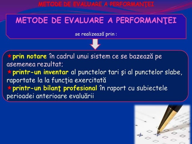 Metode de evaluare a performantei | PPTX
