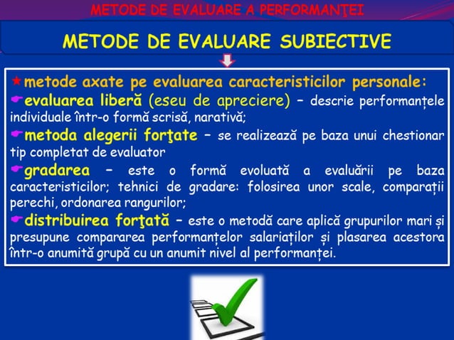 Metode de evaluare a performantei | PPTX