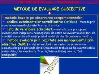 Metode de evaluare a performantei | PPTX
