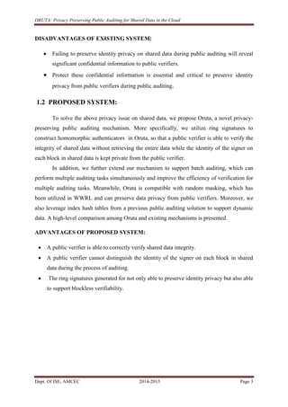 Oruta project report | PDF