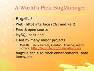 Introduction to Bug and Bugzilla | PPTX