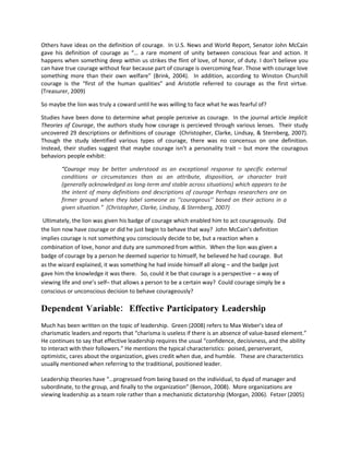Literature Review - Courage in Leadership Diagnostic Model | DOC ...