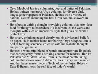Orya Maqbool Jan | PPTX