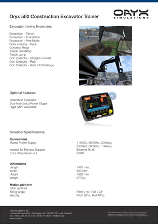 Oryx 500 Construction Excavator Trainer | PDF | Video Gaming