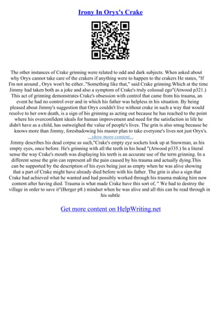 Oryx And Crake Essay | PDF