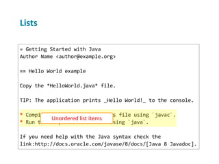 Writing documentation with Asciidoctor | PPT