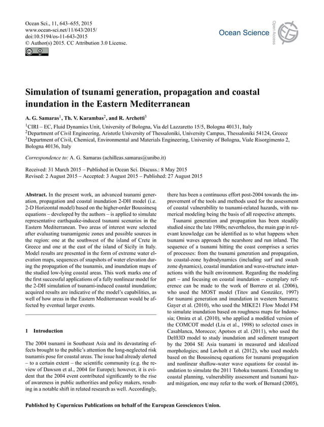 Simulation of tsunami generation, propagation and coastal inundation in ...