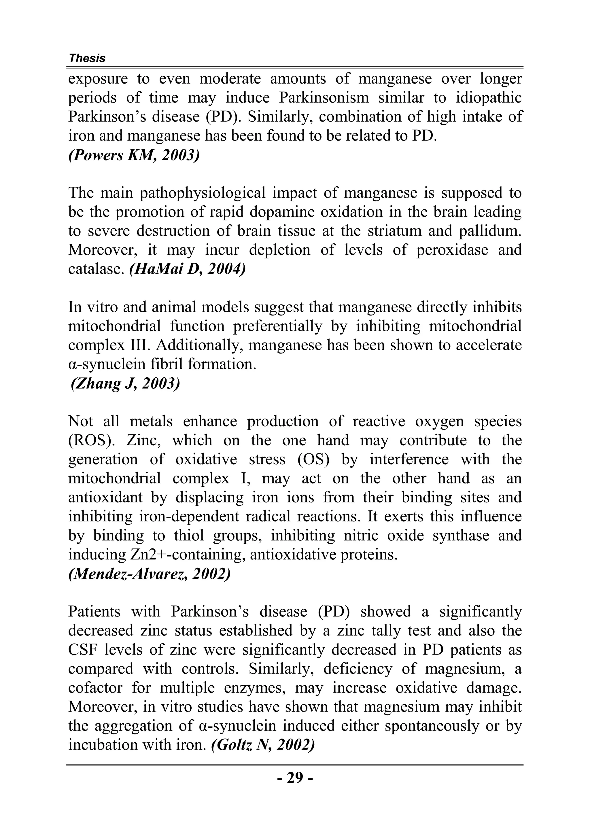 Thesis section: Role of Oxidative Stress in the pathogenesis of ...