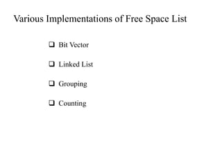 Free Space Management, Efficiency & Performance, Recovery and NFS | PPTX