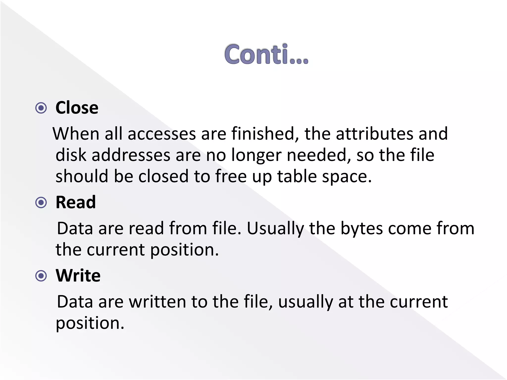 File Management – File Concept, access methods, File types and File Operation | PPTX