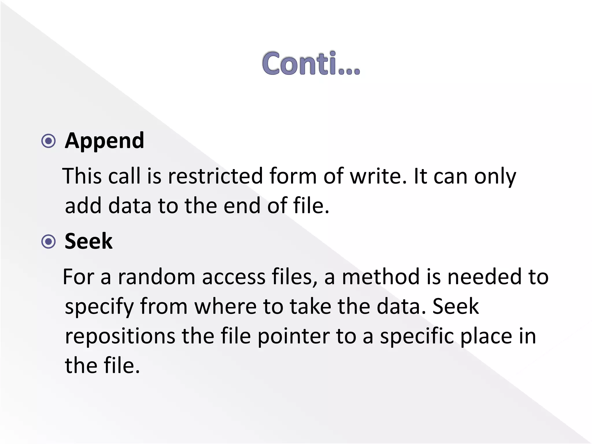 File Management – File Concept, access methods, File types and File ...