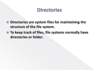 File Management – File Concept, access methods, File types and File ...