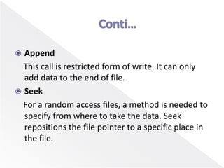 File Management – File Concept, access methods, File types and File ...