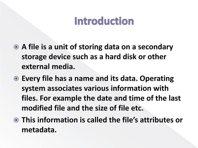 File Management – File Concept, access methods, File types and File Operation | PPTX