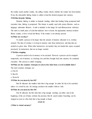 OPERATING SYSTEM - SHORT NOTES | DOC