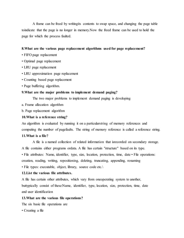 OPERATING SYSTEM - SHORT NOTES | PDF