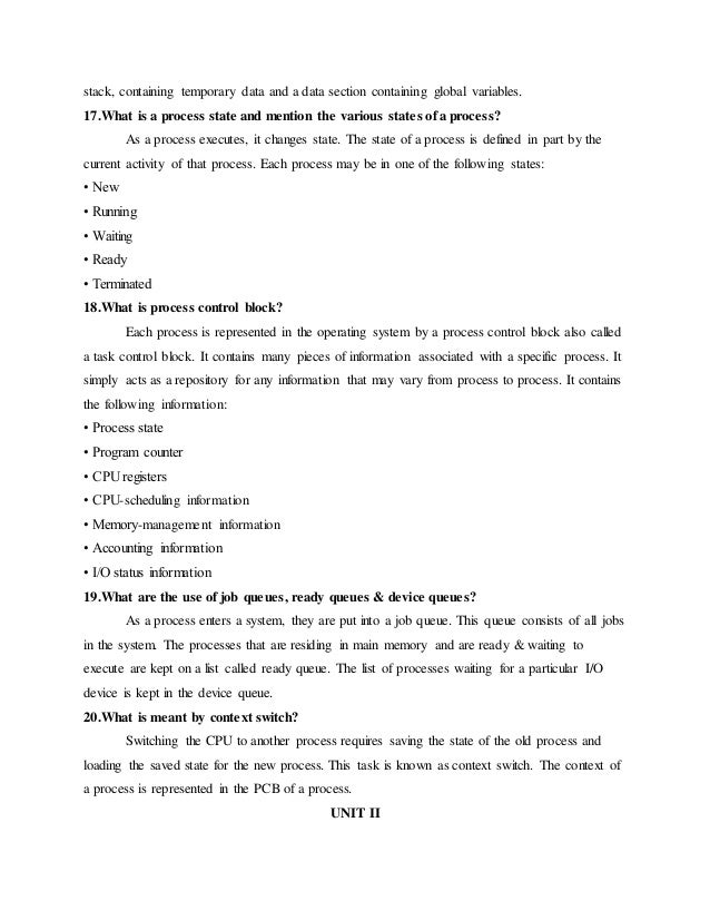 OPERATING SYSTEM SHORT NOTES OPERATING SYSTEM SHORT NOTES