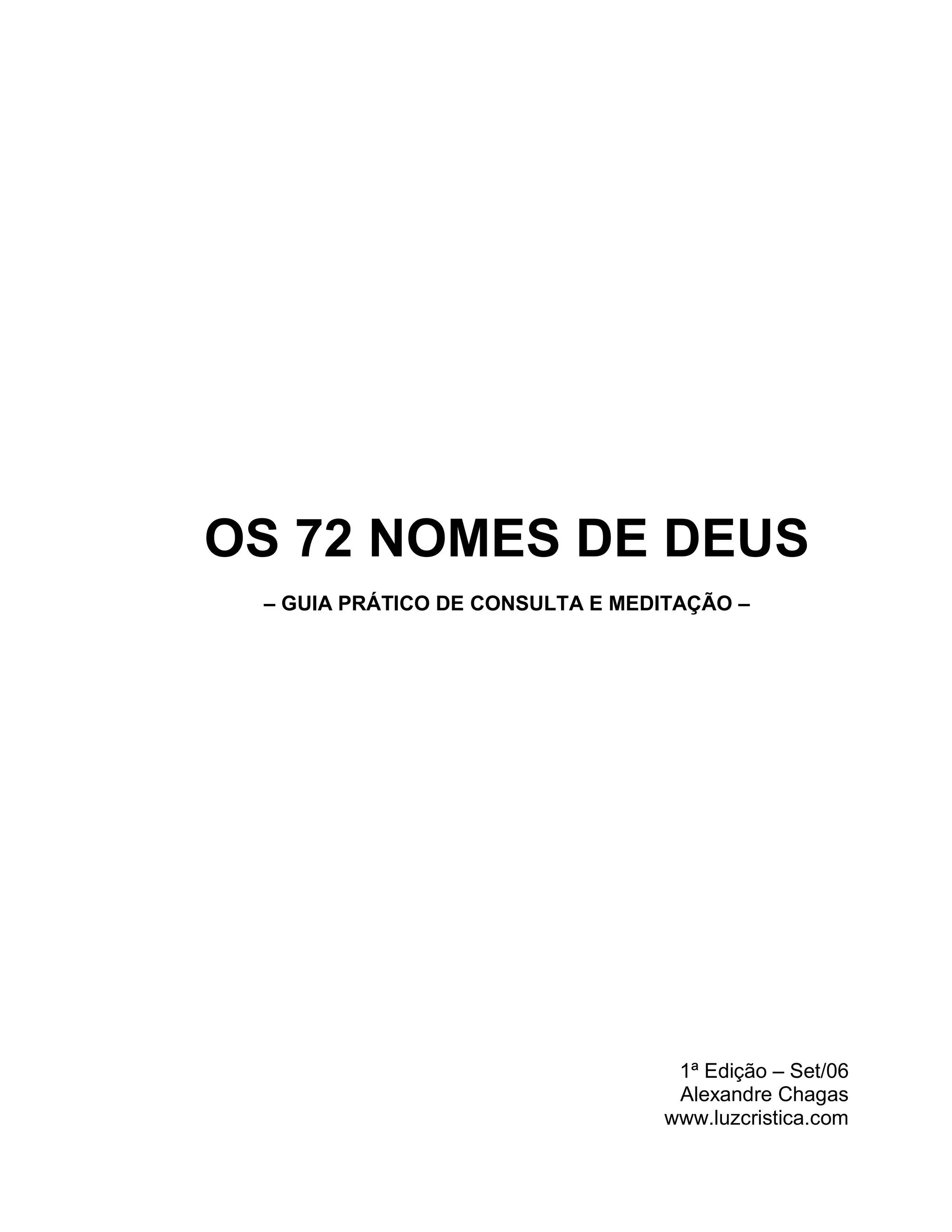 Os 72 nomes de deus alexandre chagas | PDF