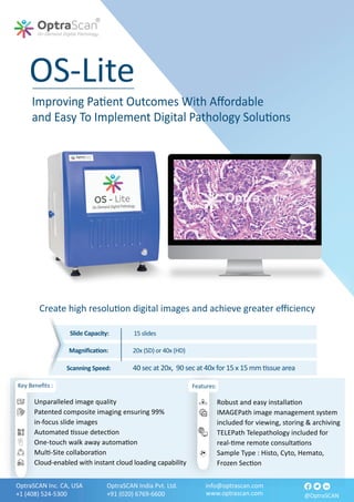 Digital Pathology OS-LITE Scanner- 2024 Brochure | PDF