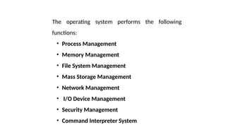 introduction to Operating system, kernal | PPT