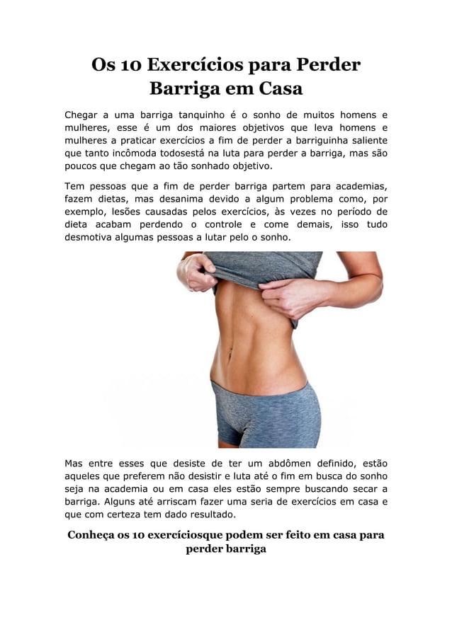 Os 10 Exercícios Para Perder Barriga Em Casa