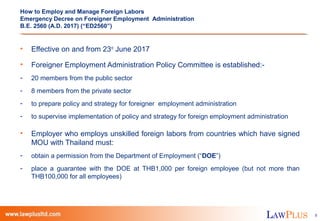 Foreign Labour Employment | PPT | Business | Business and Finance